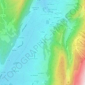 Carte topographique Les Cléments, altitude, relief