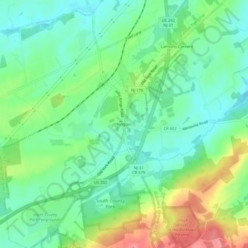 Carte topographique Ringoes, altitude, relief