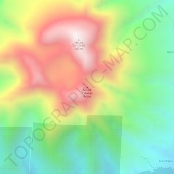 Carte topographique Mount Cabalian, altitude, relief