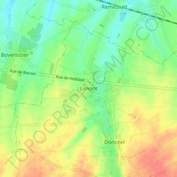 Carte topographique Limont, altitude, relief