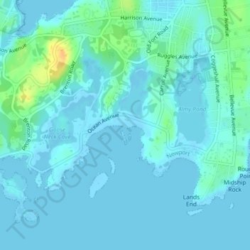 Carte topographique Gooseberry Beach, altitude, relief