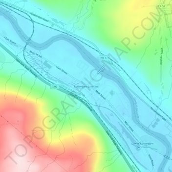 Carte topographique Rotterdam Junction, altitude, relief