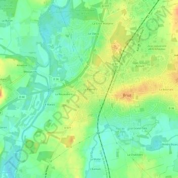 Carte topographique La Rabine, altitude, relief