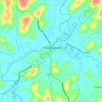 Carte topographique Panamaram, altitude, relief