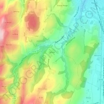 Carte topographique Reculez, altitude, relief