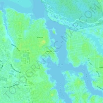 Carte topographique Linkhorn Shores, altitude, relief