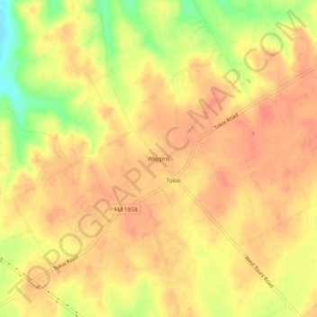 Carte topographique Wiggins, altitude, relief