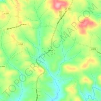 Carte topographique Check, altitude, relief