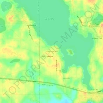 Carte topographique South Gull Lake, altitude, relief