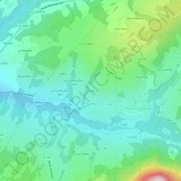 Carte topographique Gravel, altitude, relief