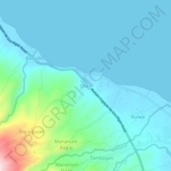 Carte topographique Duka, altitude, relief