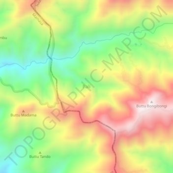 Carte topographique Pali, altitude, relief