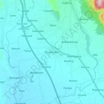 Carte topographique Pozorrubio, altitude, relief