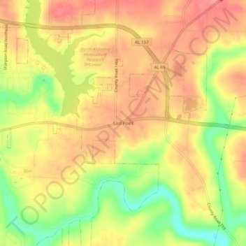 Carte topographique East Point, altitude, relief