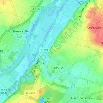 Carte topographique Longueville, altitude, relief