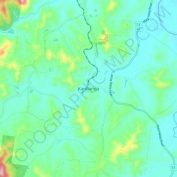 Carte topographique Kandanga, altitude, relief