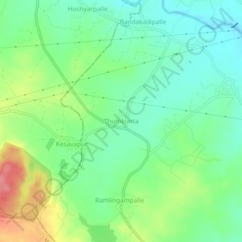 Carte topographique Thumkunta, altitude, relief