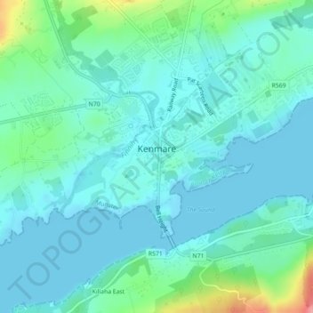 Carte topographique Kenmare, altitude, relief