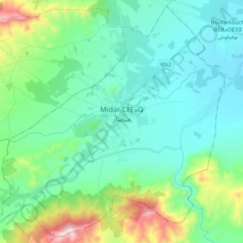 Carte topographique Midar, altitude, relief