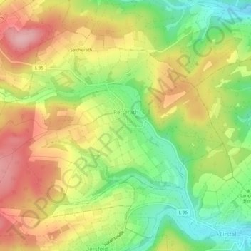 Carte topographique Retterath, altitude, relief