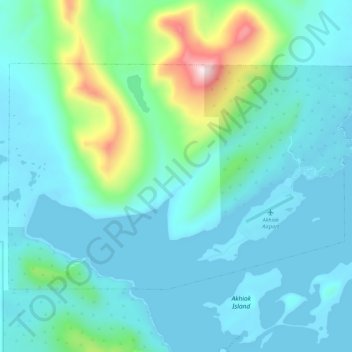 Carte topographique Akhiok, altitude, relief