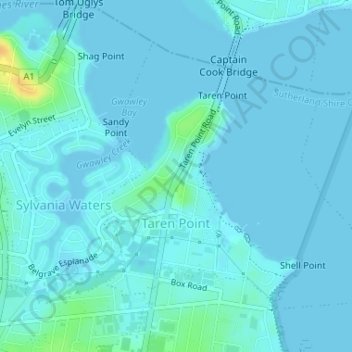 Carte topographique Taren Point, altitude, relief