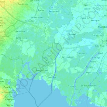 Carte topographique Sasmuan, altitude, relief
