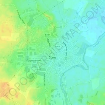 Carte topographique Clane, altitude, relief