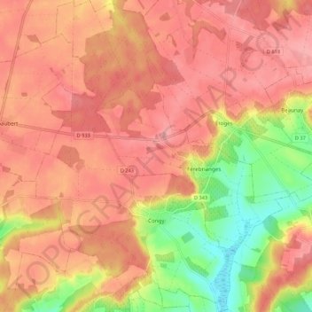 Carte topographique Congy, altitude, relief