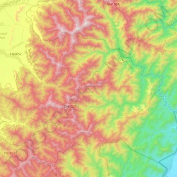 Carte topographique Machi, altitude, relief