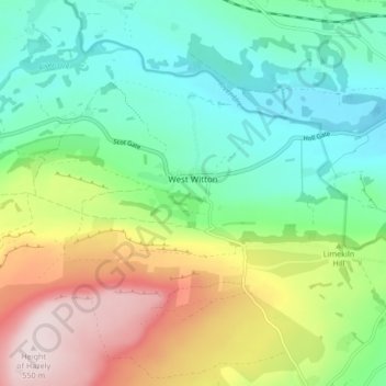 Carte topographique West Witton, altitude, relief