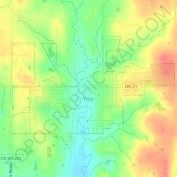 Carte topographique Yale, altitude, relief