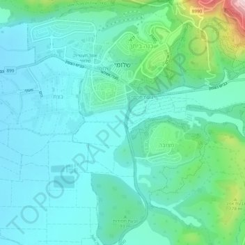 Carte topographique Shlomi, altitude, relief