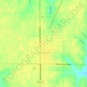 Carte topographique Humeston, altitude, relief