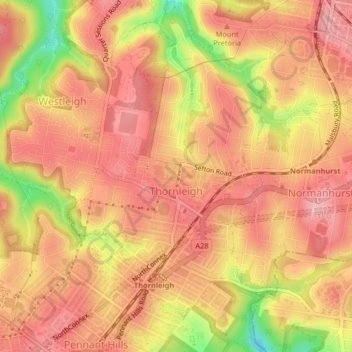 Carte topographique Thornleigh, altitude, relief