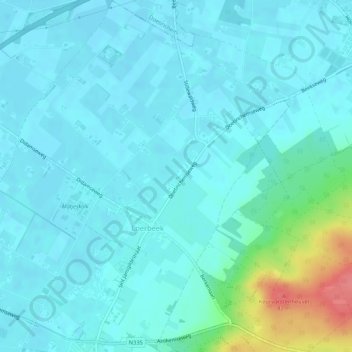 Carte topographique Loerbeek, altitude, relief