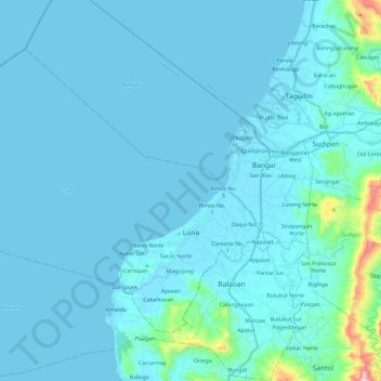 Carte topographique Luna, altitude, relief