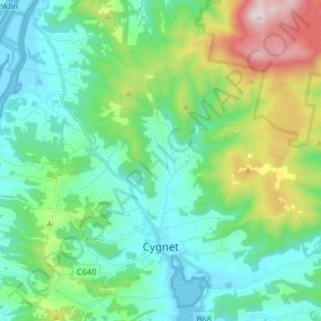 Carte topographique Cygnet, altitude, relief