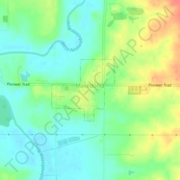Carte topographique Macedonia, altitude, relief
