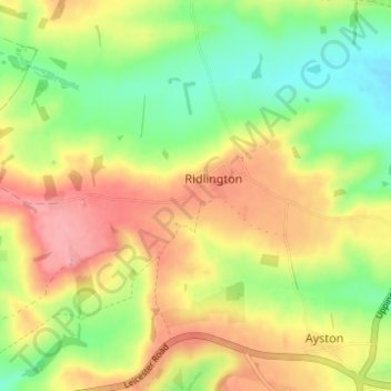 Carte topographique Ridlington, altitude, relief