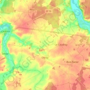 Carte topographique Civray, altitude, relief