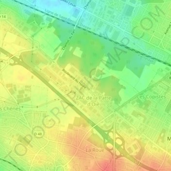 Carte topographique 95220, altitude, relief