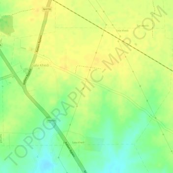 Carte topographique Sala Khedi, altitude, relief