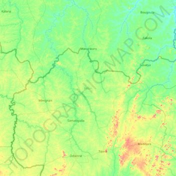 Carte topographique Folon, altitude, relief