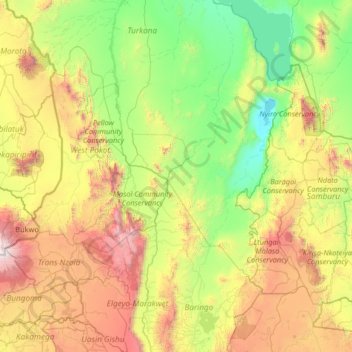 Carte topographique Kerio, altitude, relief