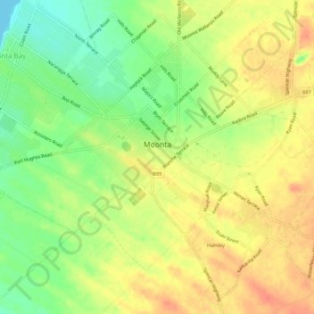 Carte topographique Moonta, altitude, relief