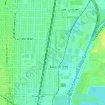 Carte topographique Pullman National Historical Park, altitude, relief