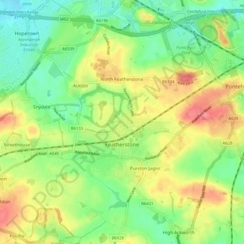 Carte topographique Featherstone, altitude, relief