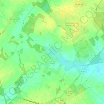 Carte topographique Grove, altitude, relief