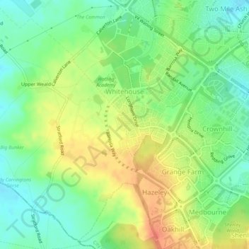 Carte topographique Whitehouse, altitude, relief